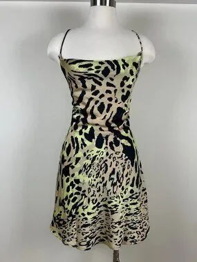 By Together | Dresses | Leopard Print Cowl Neck Slip Dress Satin Midi ...